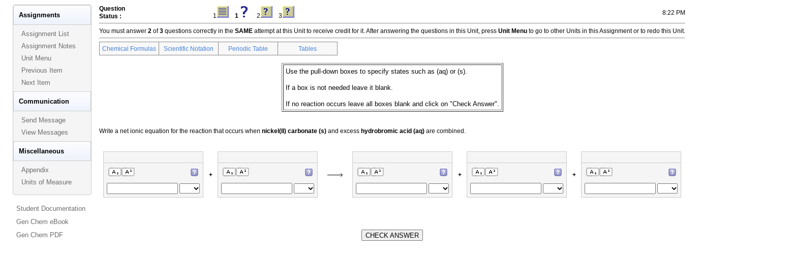 Solved Assignments Question Status: 8:22 PM You must answer | Chegg.com
