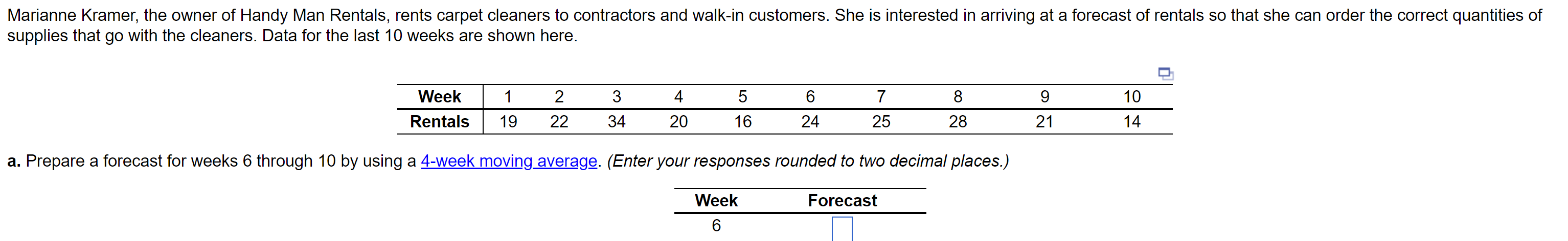 Solved supplies that go with the cleaners. Data for the last | Chegg.com