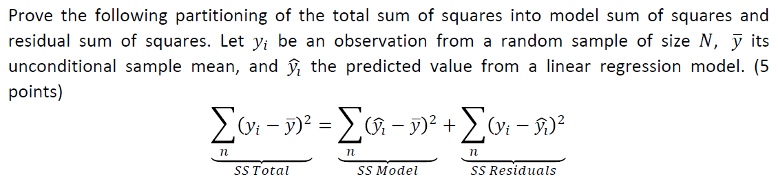 Solved Prove the following partitioning of the total sum of | Chegg.com