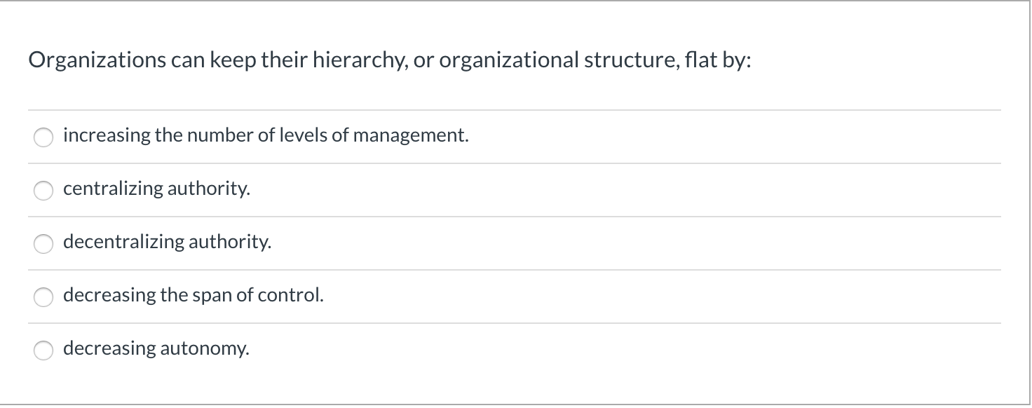 Solved Organizations can keep their hierarchy, or | Chegg.com