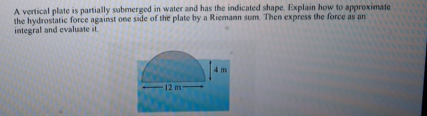Solved A vertical plate is partially submerged in water and | Chegg.com