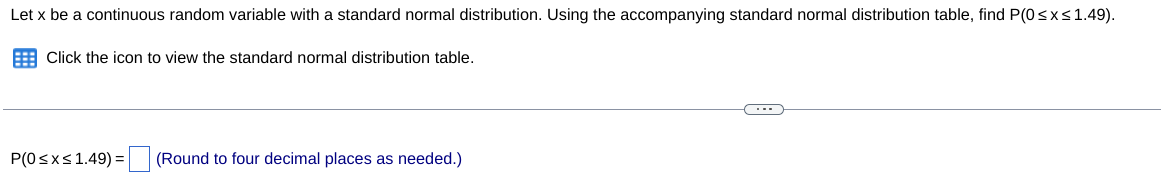 Solved Let x be a continuous random variable with a standard | Chegg.com