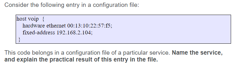 Solved Consider the following entry in a configuration file: | Chegg.com