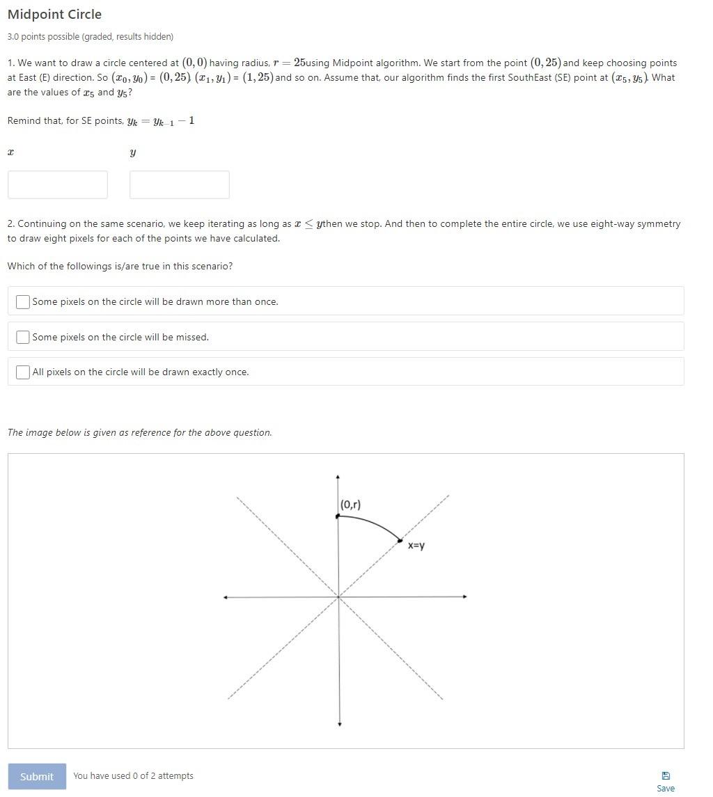 Solved Midpoint Circle 3.0 points possible (graded, results | Chegg.com