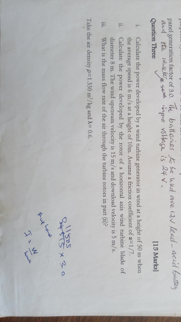 Solved panel generation factor of 3.0. The batteries to be | Chegg.com