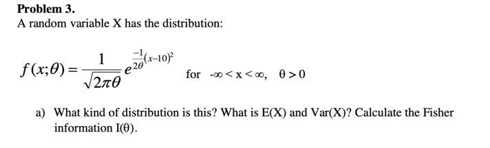 Solved Problem 3. A random variable X has the distribution: | Chegg.com