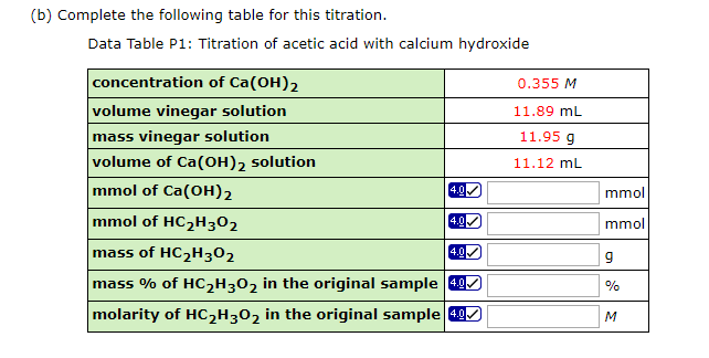 Solved (b) Complete the following table for this titration. | Chegg.com