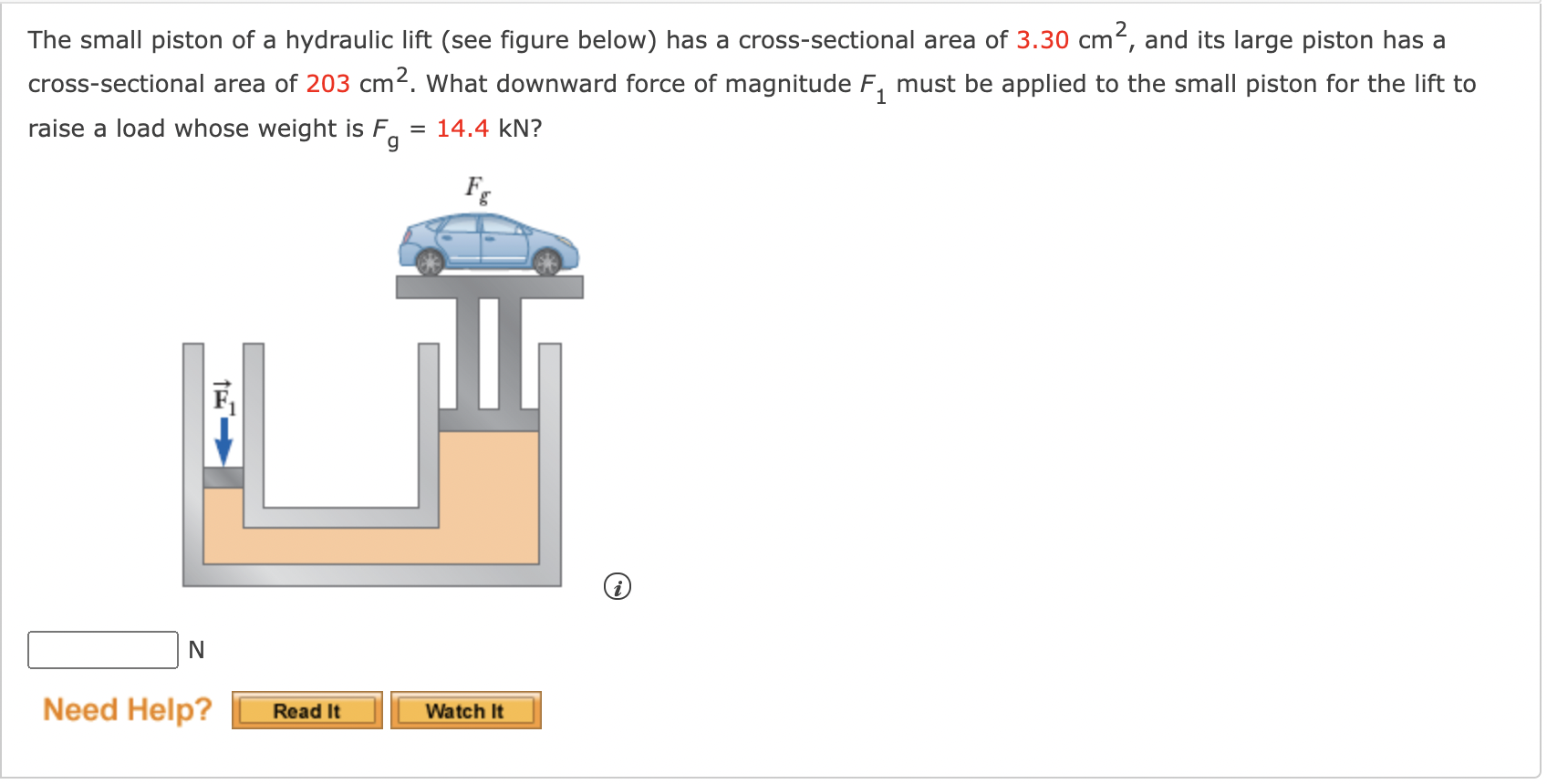 Solved The small piston of a hydraulic lift (see figure | Chegg.com