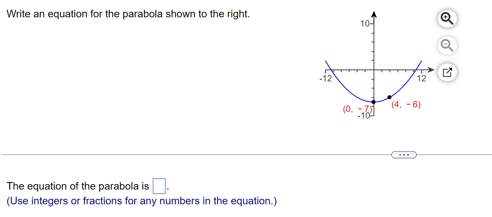 Solved Write an equation for the parabola shown to the | Chegg.com