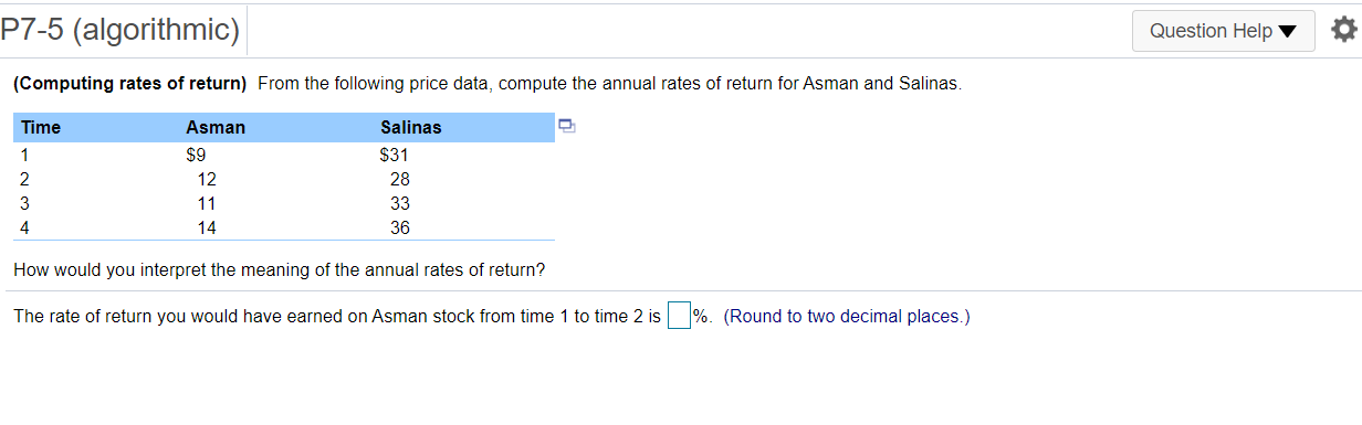 Solved P7-5 (algorithmic) Question Help (Computing rates of | Chegg.com