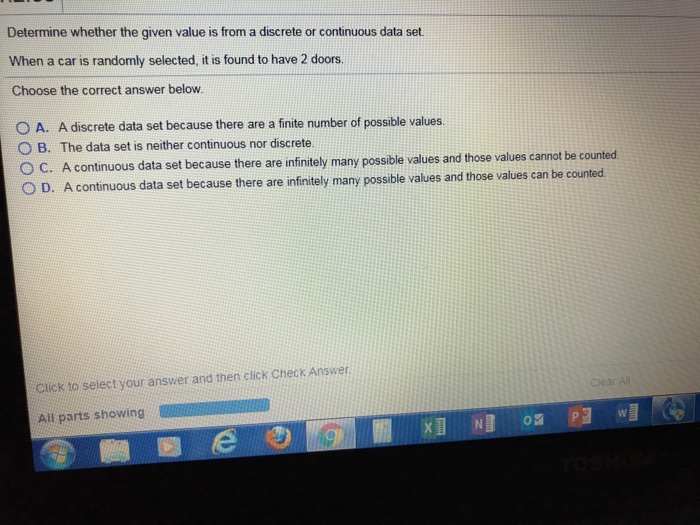 Solved Determine whether the given value is from a discrete | Chegg.com