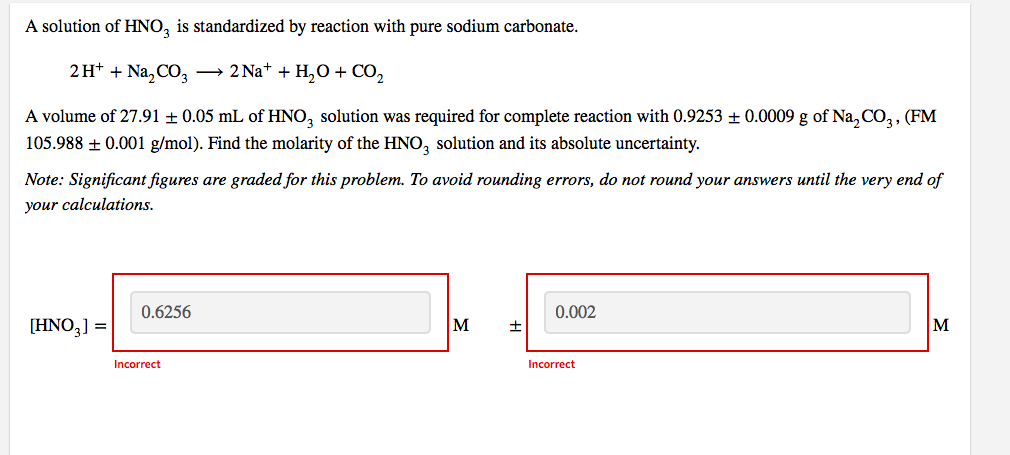 Solved A solution of HNO3 is standardized by reaction with | Chegg.com