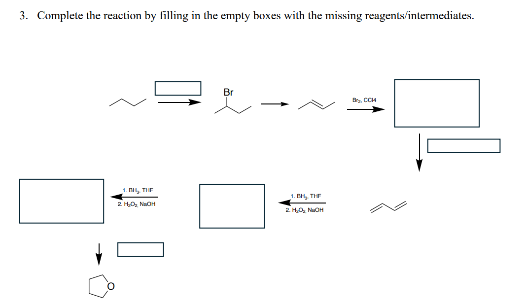 Solved Complete the reaction by filling in the empty boxes | Chegg.com