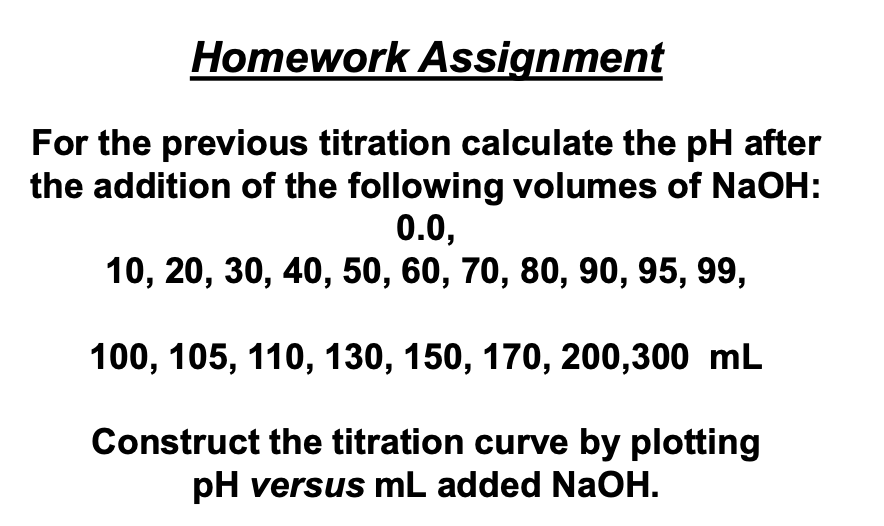 Homework AssignmentFor the previous titration | Chegg.com