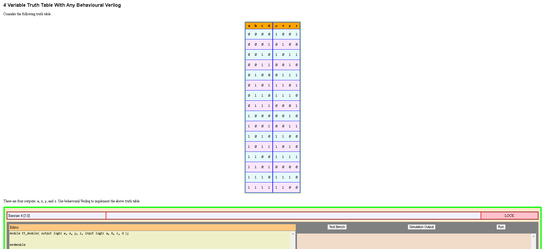 There are four outputs: w, x, y, and z. | Chegg.com