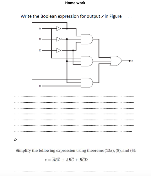 Solved Home work Write the Boolean expression for output x | Chegg.com