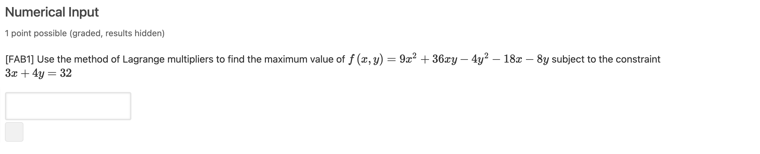 Solved Numerical Input 1 point possible (graded, results | Chegg.com
