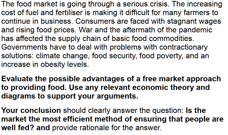 Solved The food market is going through a serious crisis. | Chegg.com