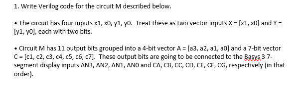 Solved 1. Write Verilog code for the circuit M described | Chegg.com