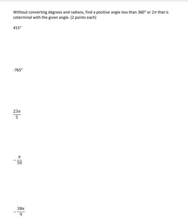 Solved Convert each angle from degrees to radians. No | Chegg.com