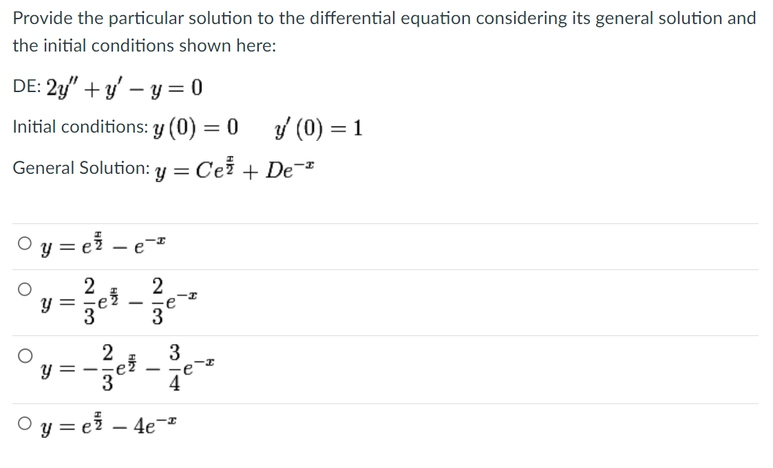 Solved Provide the particular solution to the differential | Chegg.com
