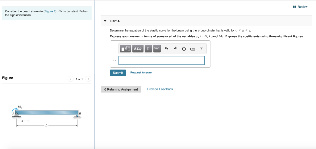 Solved Consider the beam shown in (Figure 1). EIEI is | Chegg.com
