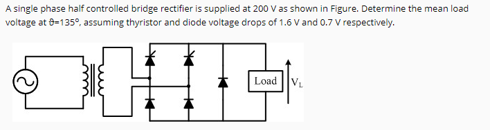 Solved A single phase half controlled bridge rectifier is | Chegg.com