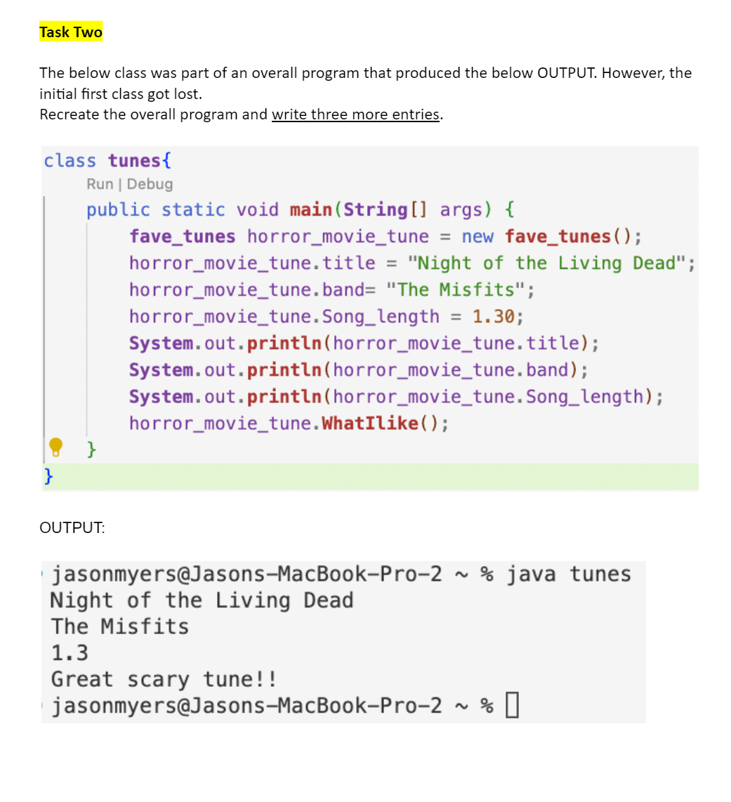 Solved Please do Task One (including Programs 1, 2 and 3), | Chegg.com