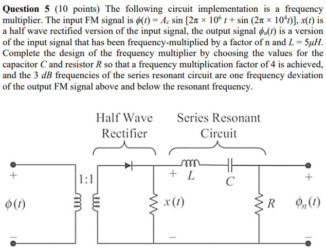 Solved Question 5 (10 points) The following circuit | Chegg.com