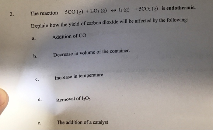 Solved 2. The reaction 5CO (g) I205 (g) I2 (g) 5Co2 (g) is | Chegg.com