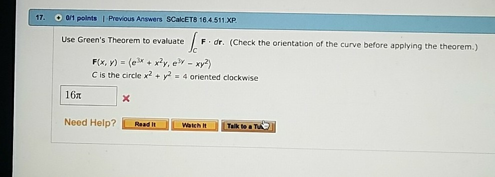 Solved 17. 0/1 points | Previous Answers SCalcET8 | Chegg.com