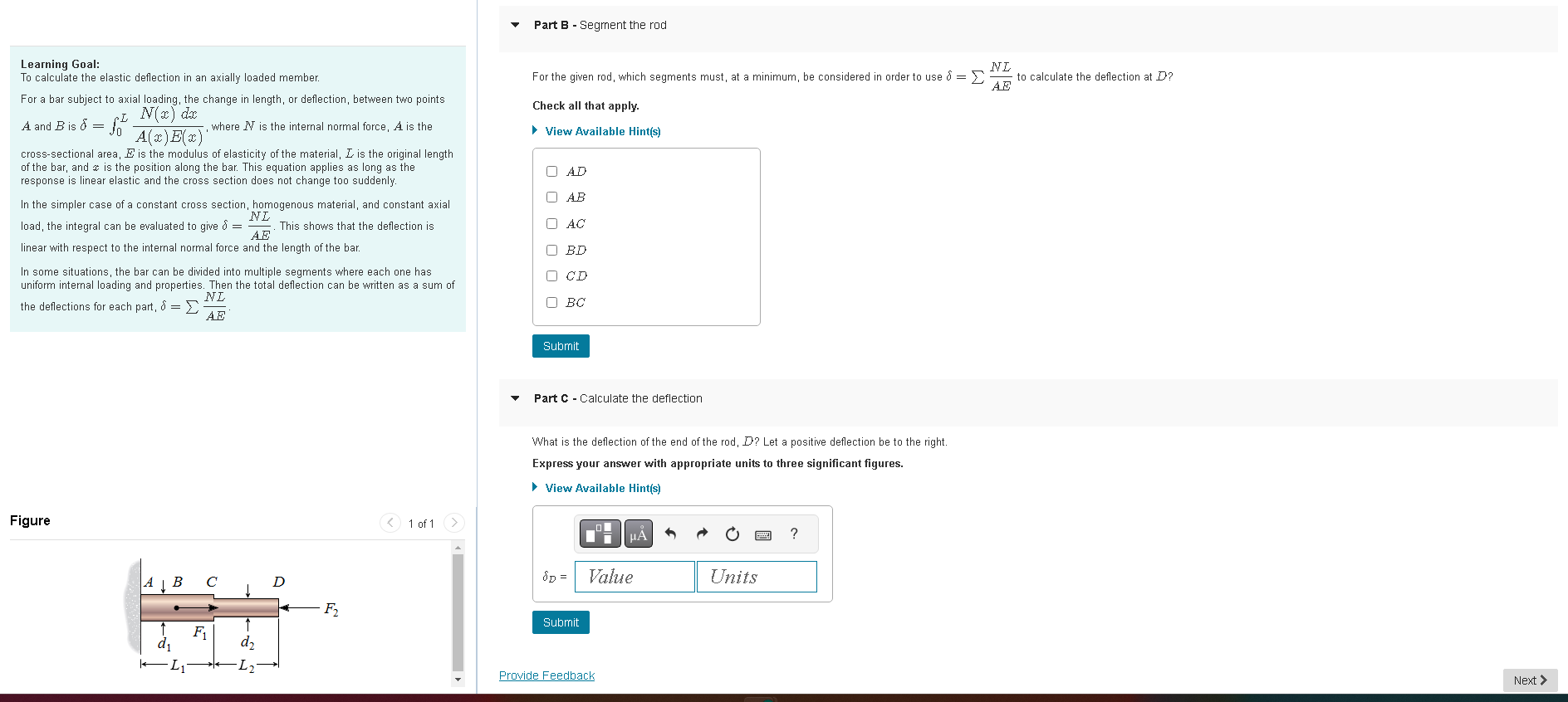 [Solved]: The circular rod shown (Figure 1) has dimensions