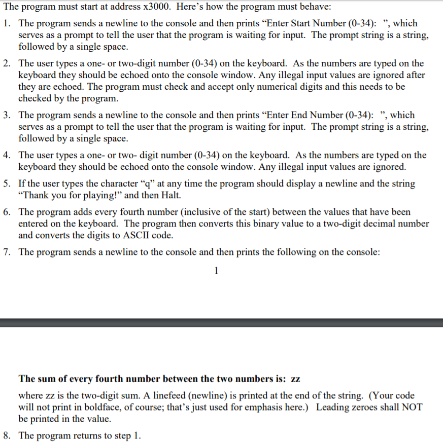 The program must start at address x3000. Here's how | Chegg.com