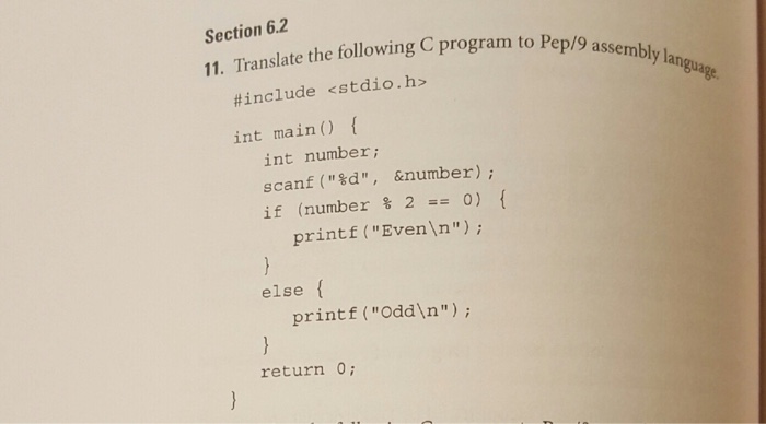 Solved Translate The Following C Program To Pep9 Assembly 