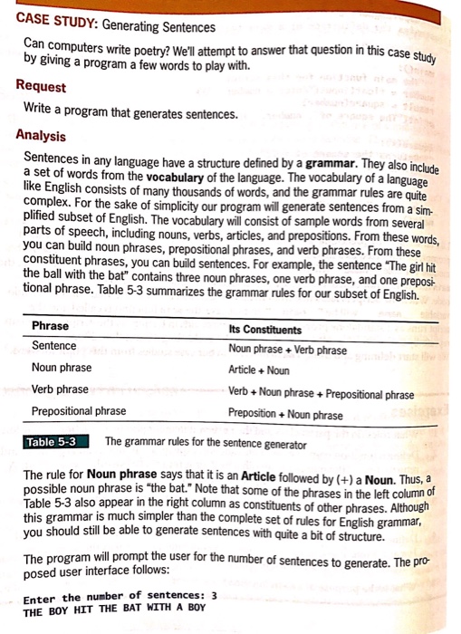 Solved Modify the sentence-generator program of Case Study | Chegg.com