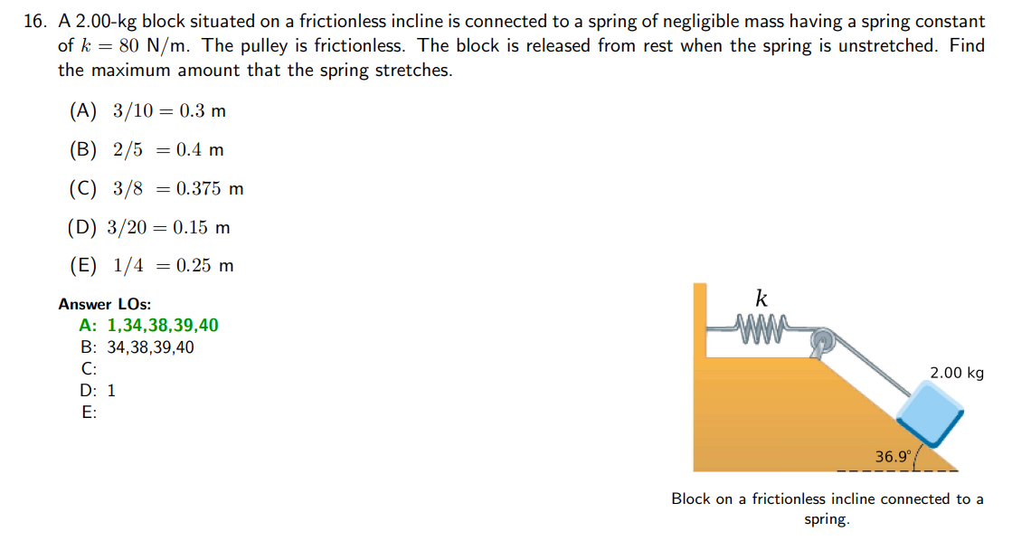 Solved 16. A 2.00-kg block situated on a frictionless | Chegg.com