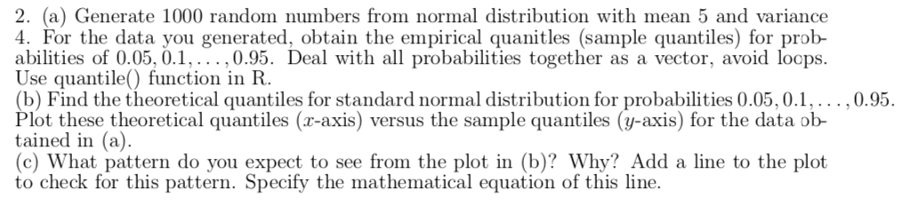 Solved 2. (a) Generate 1000 random numbers from normal | Chegg.com
