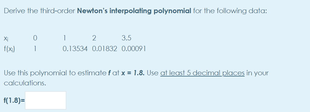 Solved Derive the third-order Newton's interpolating | Chegg.com