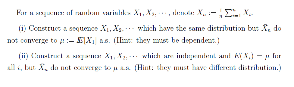 Solved For a sequence of random variables X1, X2, ..., | Chegg.com