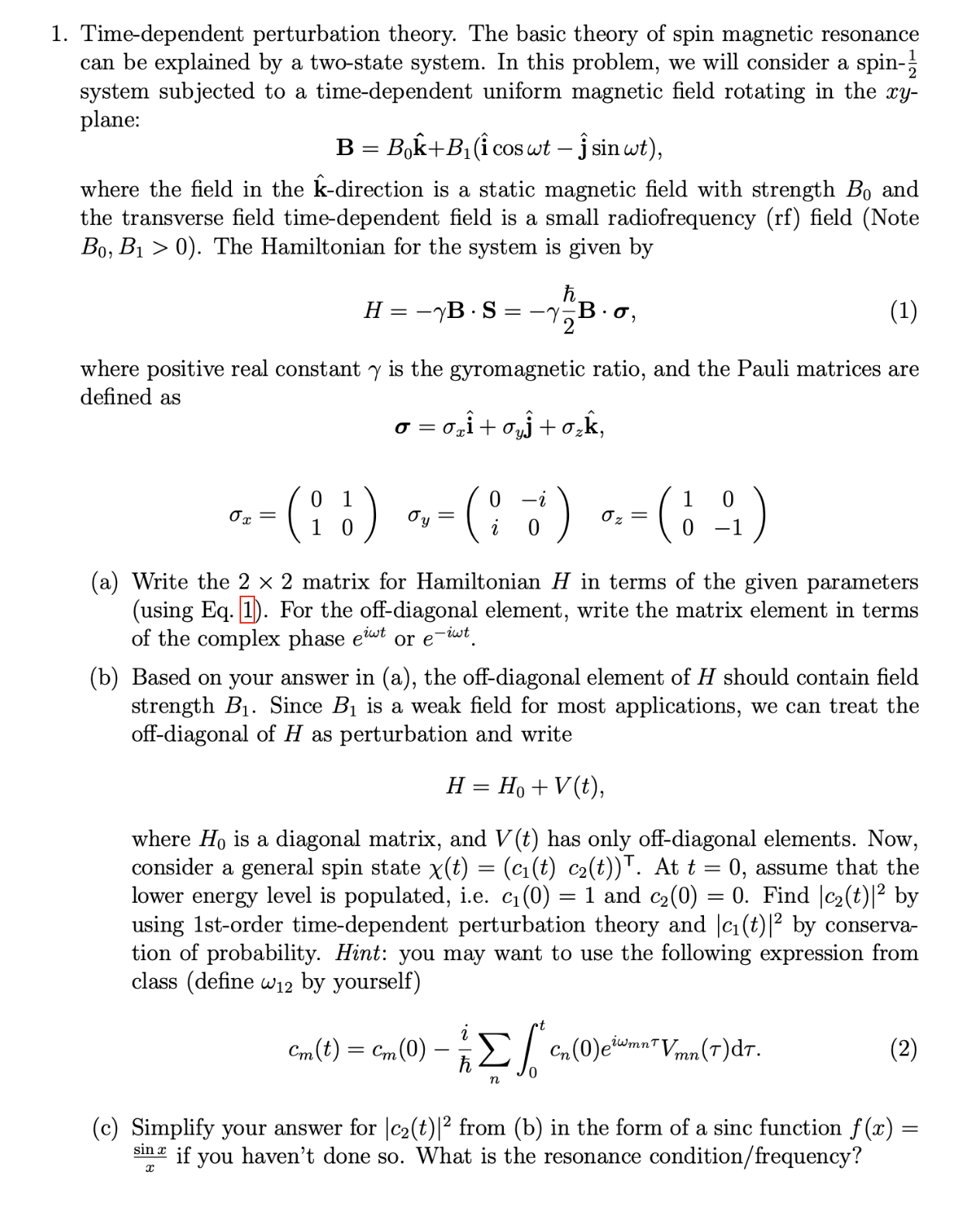 Solved Time-dependent perturbation theory. The basic theory | Chegg.com