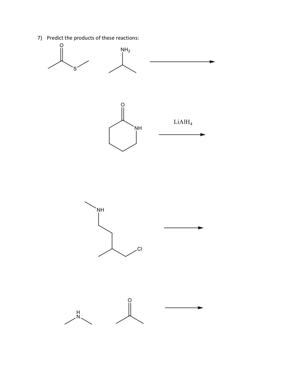 Solved 7) Predict the products of these reactions: | Chegg.com