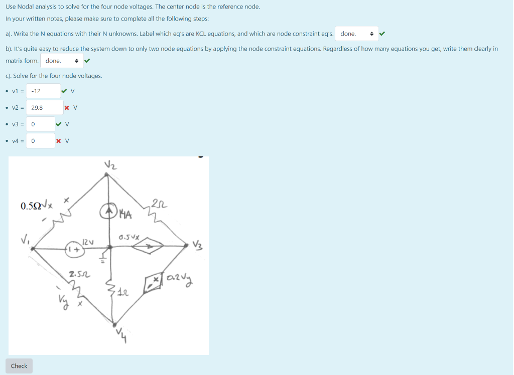 Solved Use Nodal analysis to solve for the four node | Chegg.com