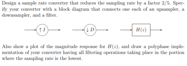Design a sample rate converter that reduces the | Chegg.com