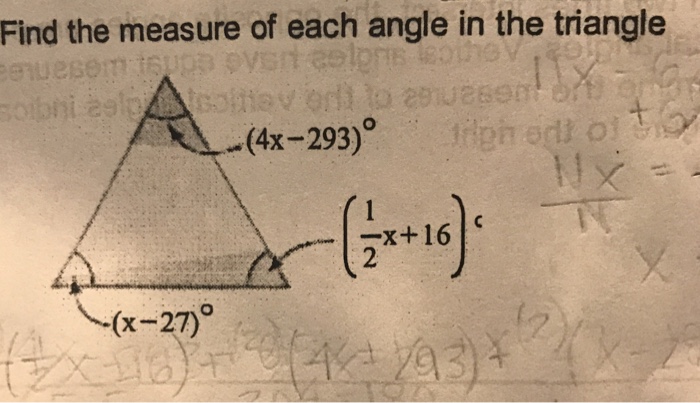 Solved Find the measure of each angle in the triangle | Chegg.com