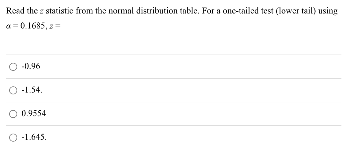 Solved Read the z statistic from the normal distribution | Chegg.com