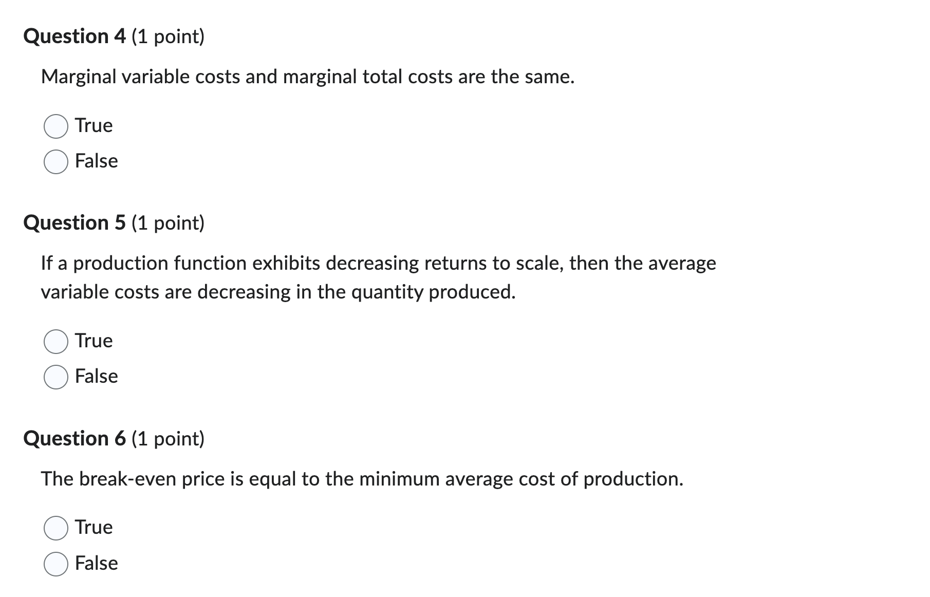 Solved Marginal variable costs and marginal total costs are | Chegg.com