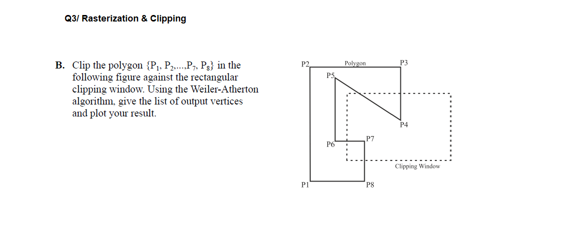 Q3/ Rasterization \& Clipping B. Clip the polygon | Chegg.com