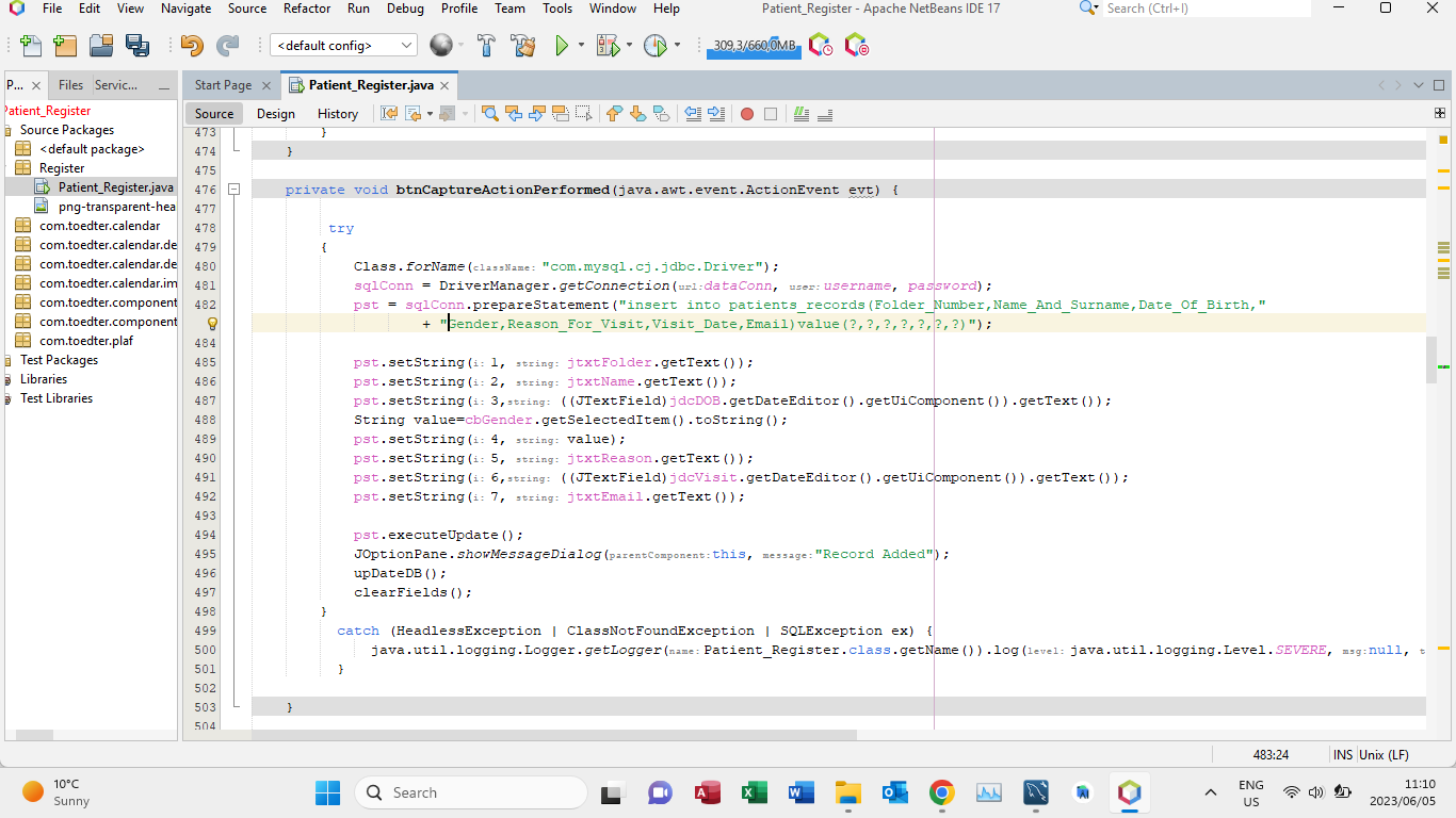 Solved This is my code below for capturing information to | Chegg.com