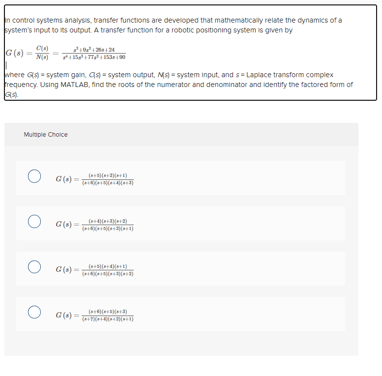 Solved In control systems analysis, transfer functions are | Chegg.com