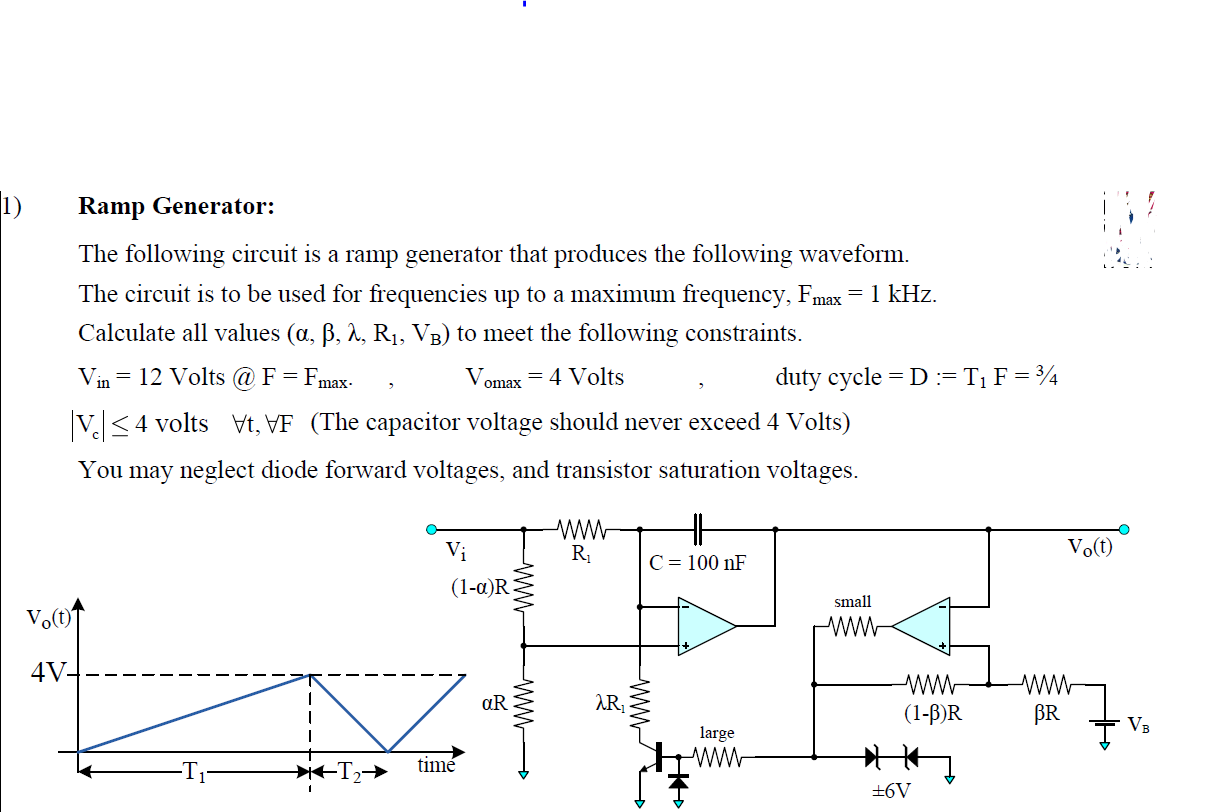 1) Ramp Generator: The following circuit is a ramp | Chegg.com